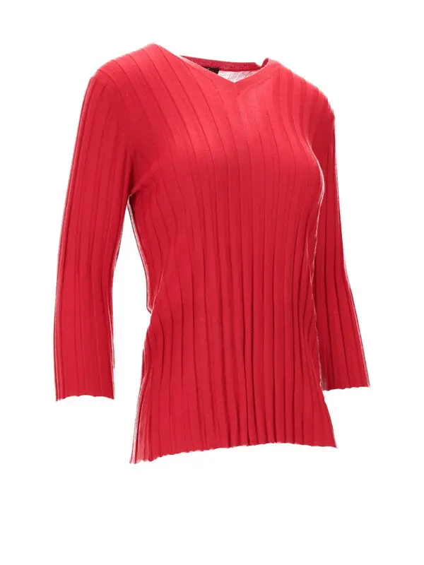 LA ROSE Cashmere And Silk Top - Rosso Fuoco