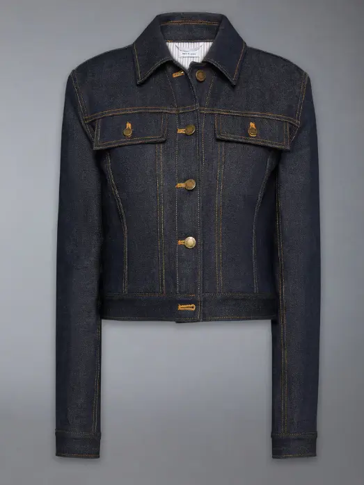 Thom Browne Shrunken Fit Selvedge Denim Jacket - Navy