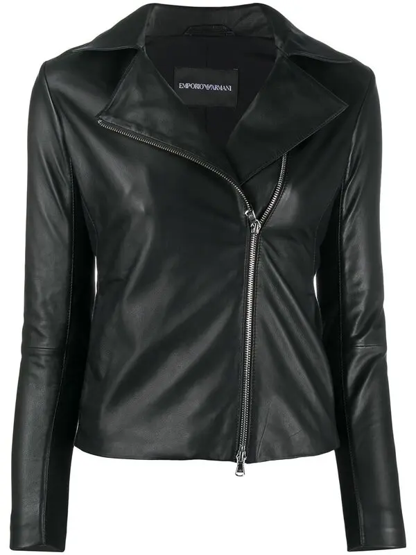 Emporio Armani Leather Biker Jacket - Black