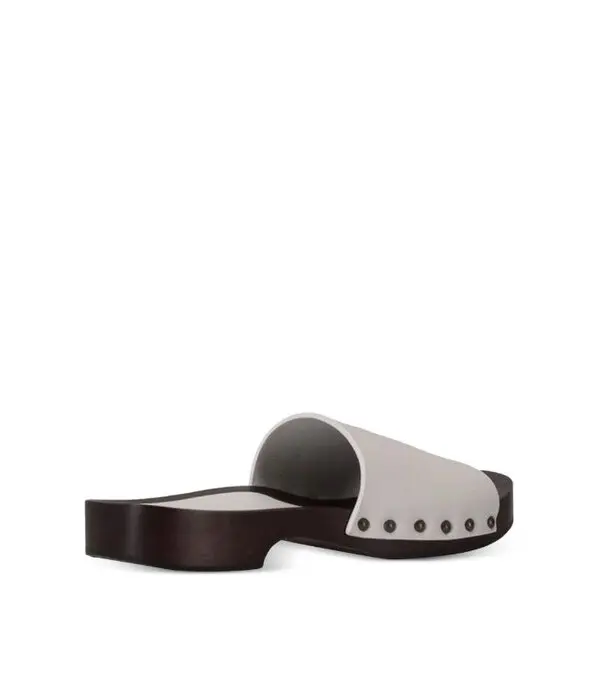 LA ROSE Leather Clogs - Bianco