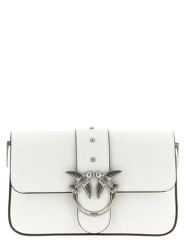 Pinko Mini Love Slouchy Shoulder Bag - White
