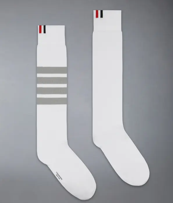 Thom Browne Mid-calf Socks With 4-bar Stripe - White