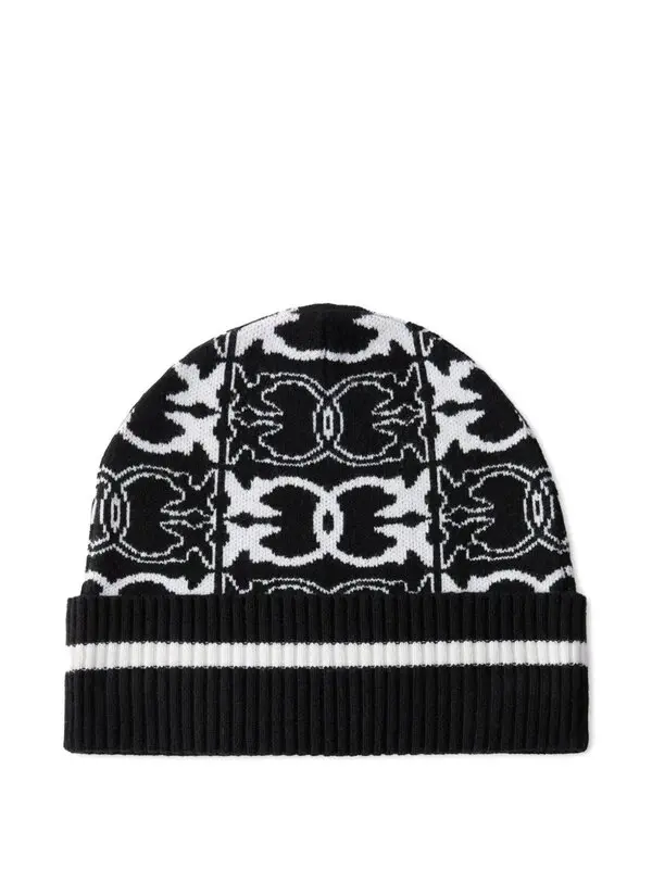 Pinko Beanie Jacquard Logo - Nero/bianco