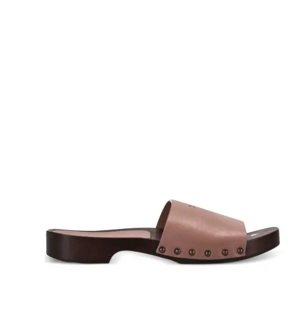 LA ROSE Leather Clogs - Cipria