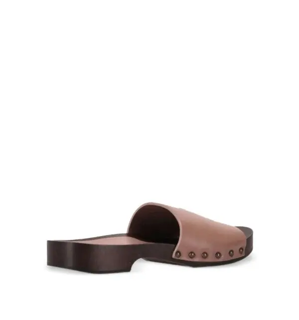 LA ROSE Leather Clogs - Cipria