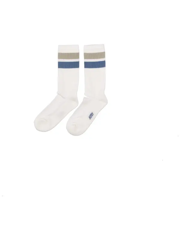 AUTRY Ribbed Socks - Stripes Cream/sky