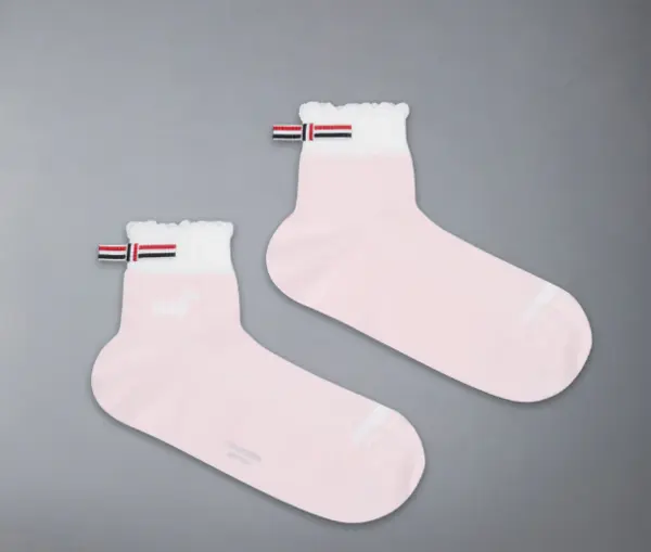 Thom Browne Hector Intarsia Pointelle Stitch Crew Socks - Light Pink