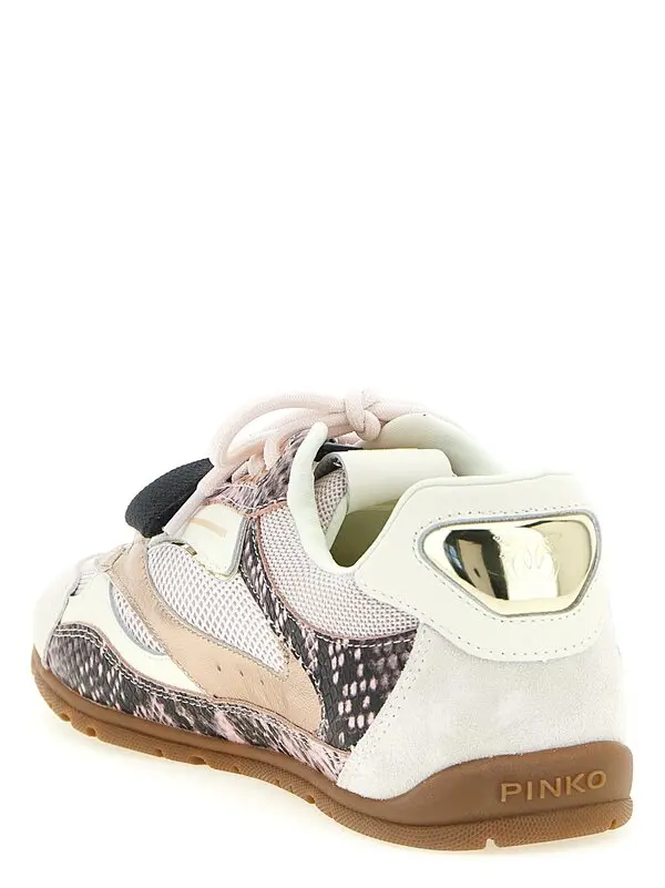 Pinko Laminated Leather And Animal Print Sneakers