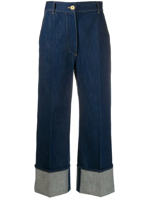 PATOU High-rise Cuffed Jeans - Rodeo Blue