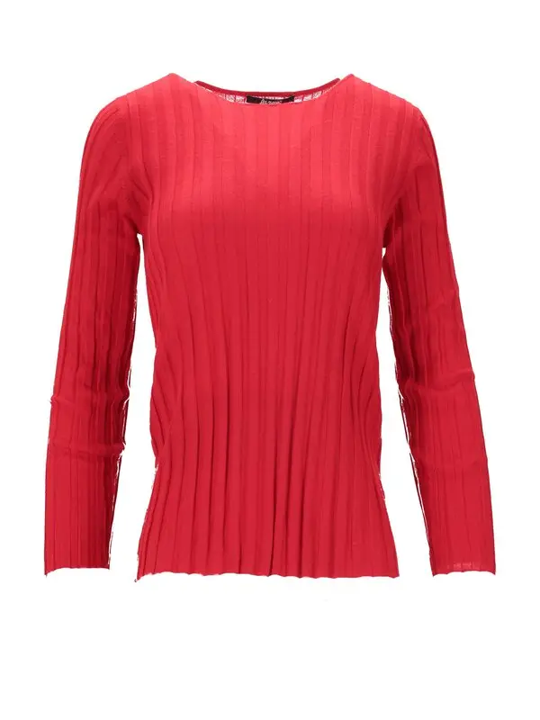 LA ROSE Crewneck Cashmere-silk Top - Rosso Fuoco