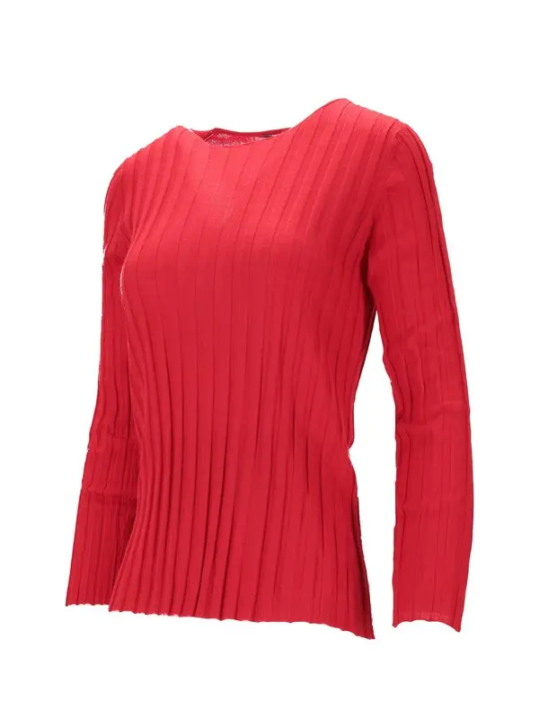 LA ROSE Crewneck Cashmere-silk Top - Rosso Fuoco