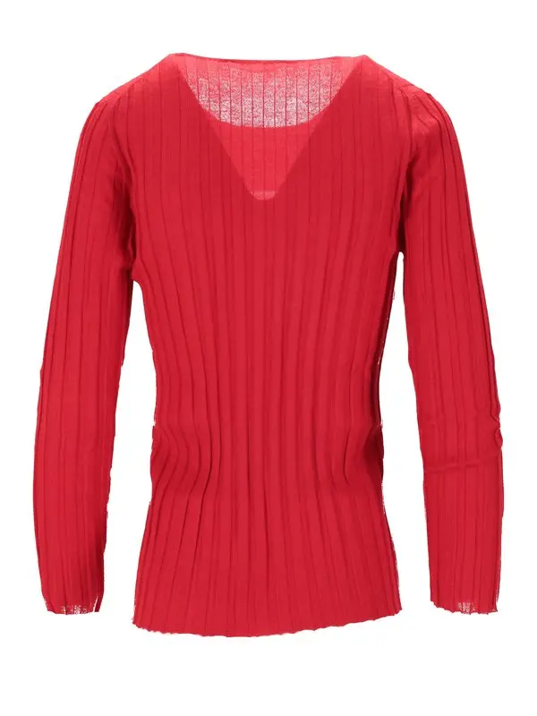 LA ROSE Crewneck Cashmere-silk Top - Rosso Fuoco