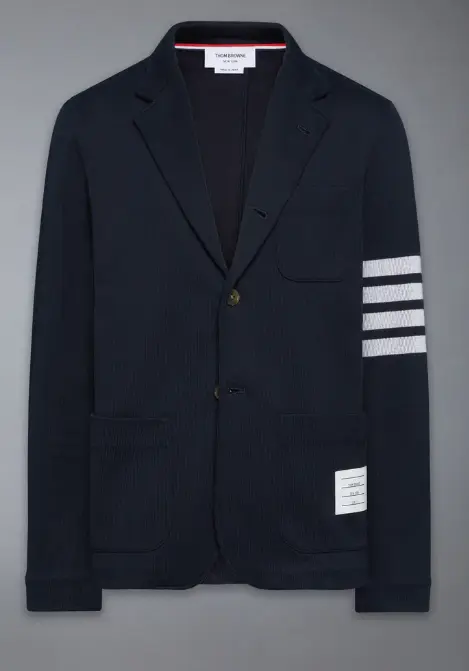 Thom Browne Sack Jacket In Double Face Knit With 4-bar Stripe