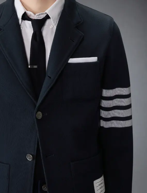 Thom Browne Sack Jacket In Double Face Knit With 4-bar Stripe