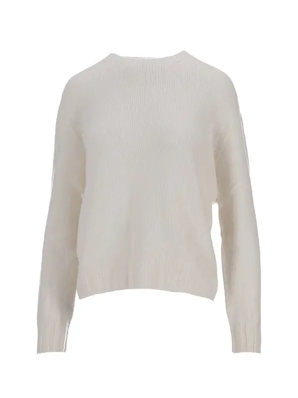 LA ROSE Round Neck Long Sleeve Top - White