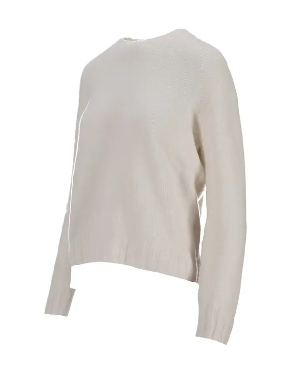 LA ROSE Round Neck Long Sleeve Top - White