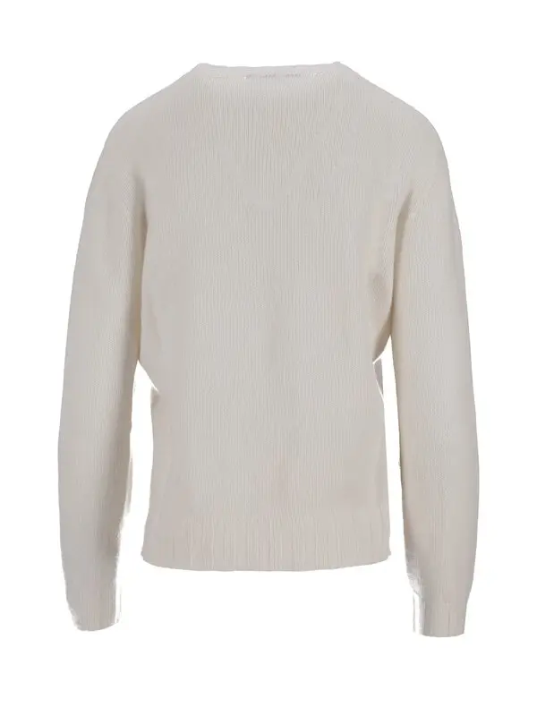 LA ROSE Round Neck Long Sleeve Top - White