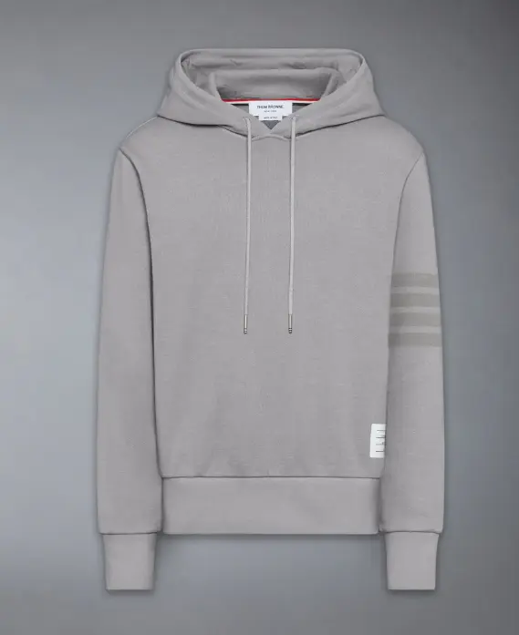 Thom Browne Long Sleeve Hoodie Pullover With 4-bar Detailing