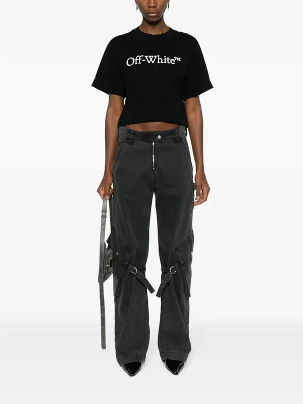 Off White Big Logo Bookish Crop Tee