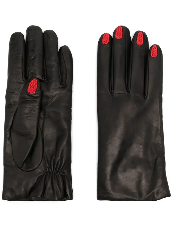 Vivetta Leather Nail Gloves - Black