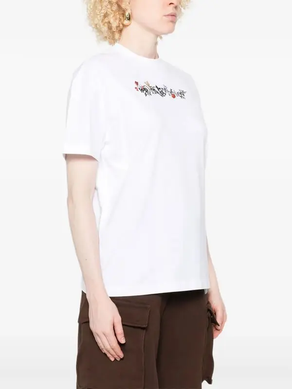 Off White Bookish Flowers Regular Tee