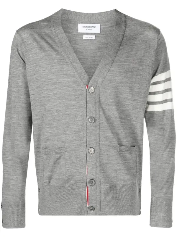 Thom Browne V-neck Cardigan - Pale Grey
