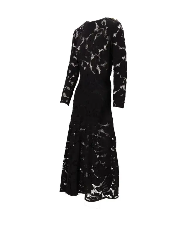 PATOU Long Sleeves Lace Midi Dress