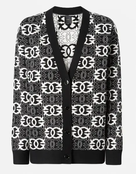 Pinko Jacquard Cardigan - Nero/bianco