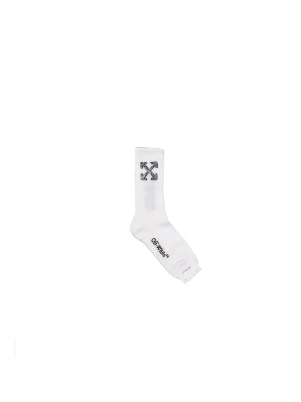 Off White Arrow Scribble Mid Socks - White - Black