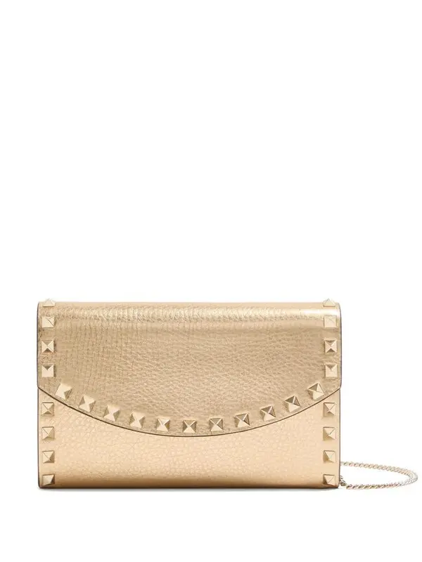 Valentino Garavani Rockstud Wallet With Chain - Golden