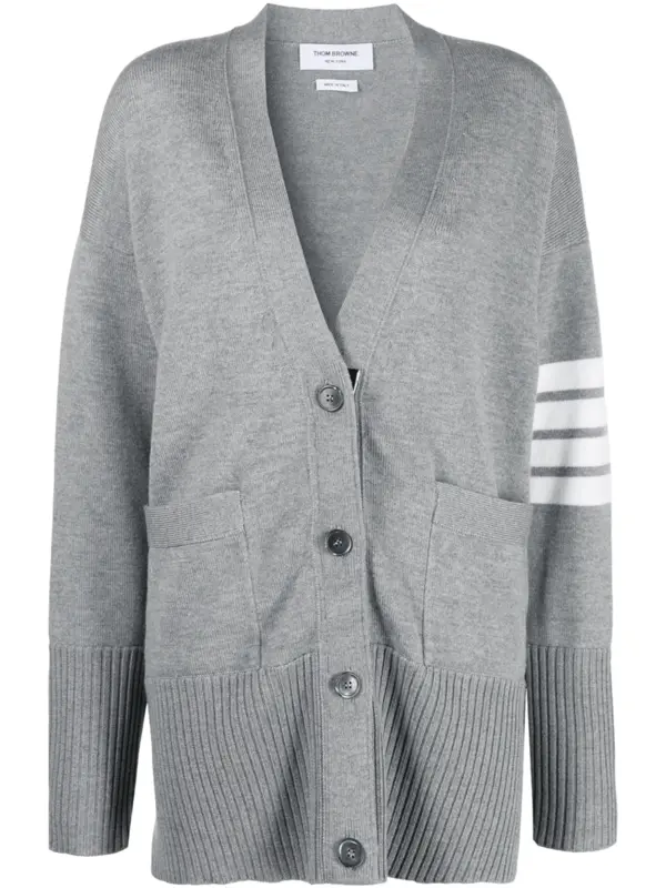 Thom Browne Exaggerated Fit V-neck Cardigan - Lt Grey