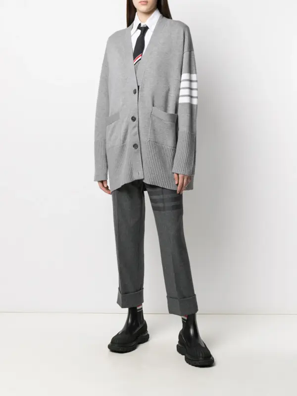 Thom Browne Exaggerated Fit V-neck Cardigan - Lt Grey