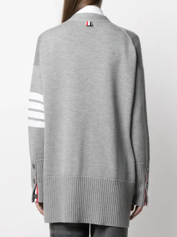Thom Browne Exaggerated Fit V-neck Cardigan - Lt Grey