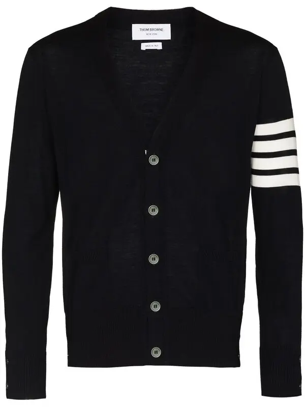 Thom Browne Classic V-neck Fine Merino Wool Cardigan With 4-bar Stripes