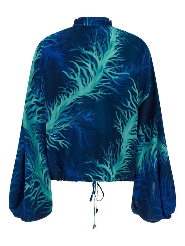 F.R.S FOR RESTLESS SLEEPERS Printed Silk Blouse - Blue