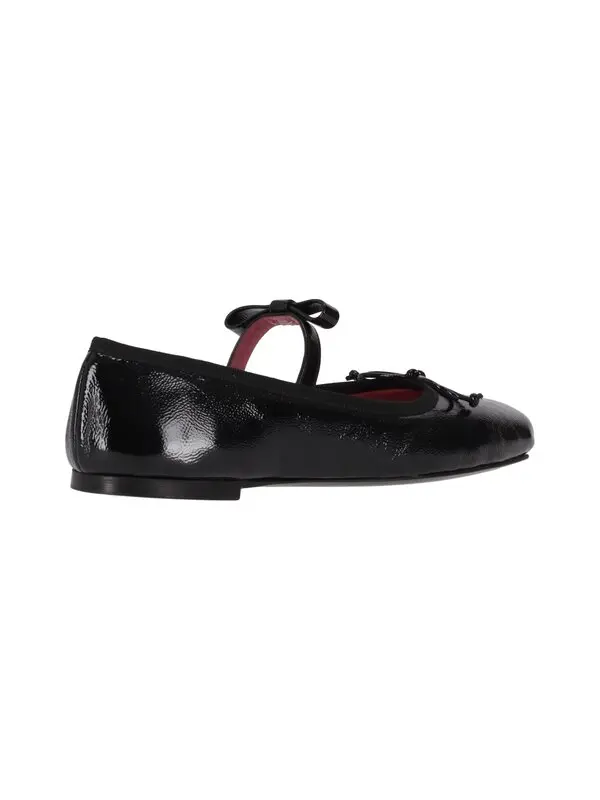Vivetta Ballerina Flats With Bow And Ankle Strap - Nero