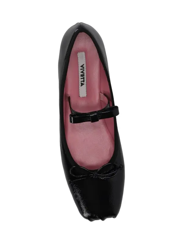 Vivetta Ballerina Flats With Bow And Ankle Strap - Nero