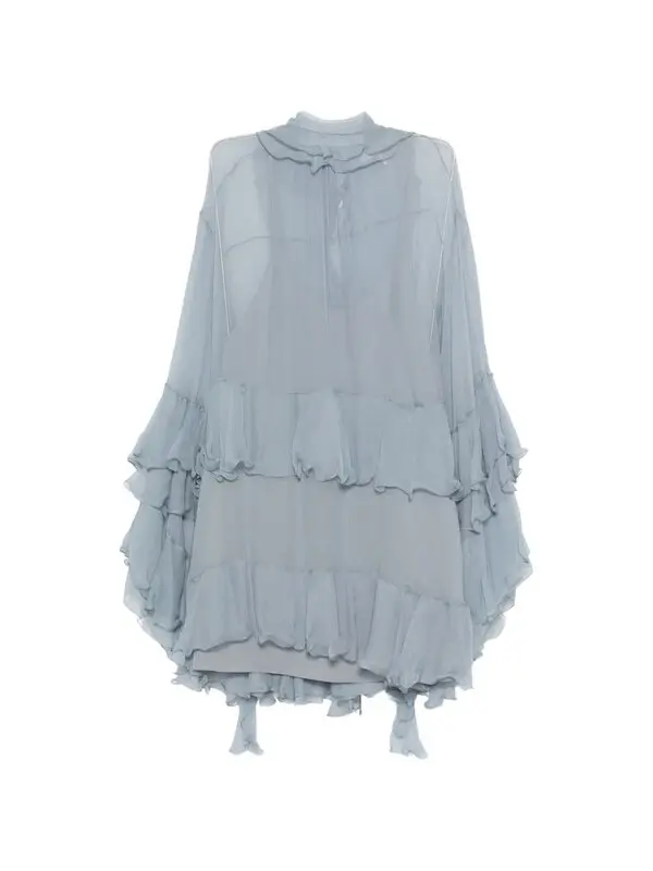 Chloé Silk Short Dress - Clear Blue