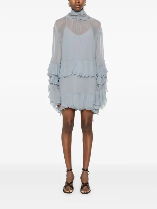 Chloé Silk Short Dress - Clear Blue