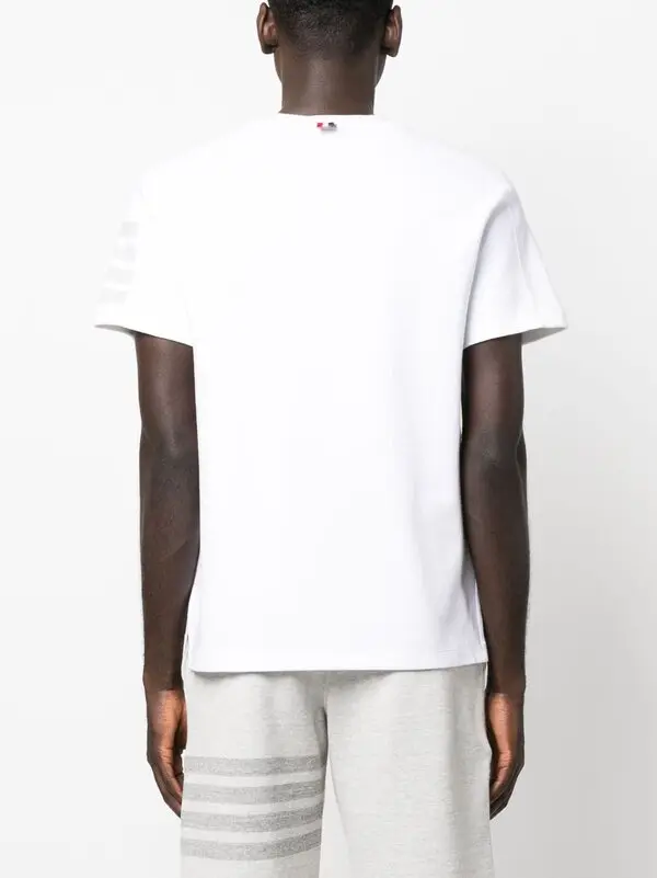 Thom Browne Short Sleeve Tee W/ Bar Stripe In Milano Cotton - White