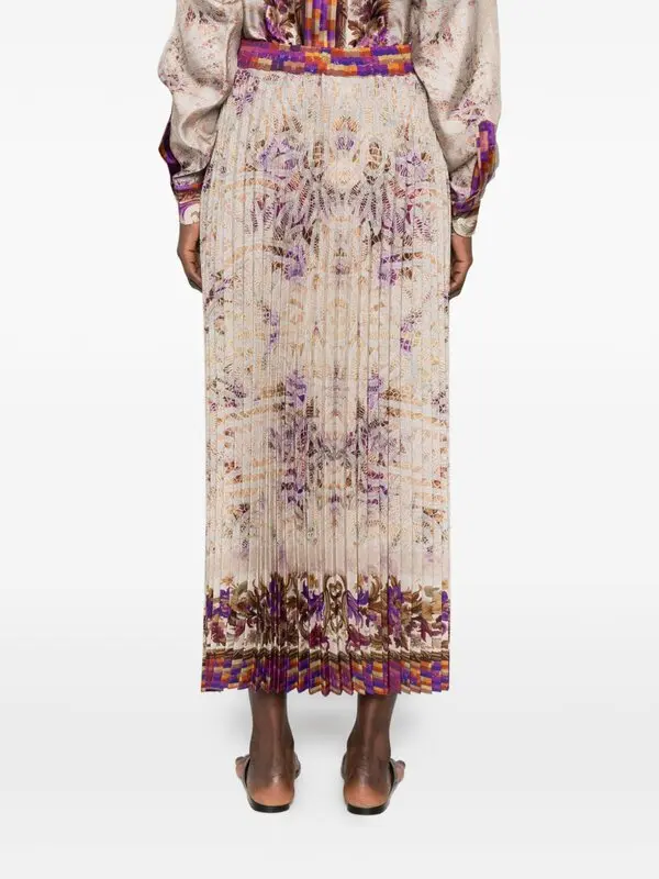 PIERRE-LOUIS MASCIA Printed Silk Pleated Skirt