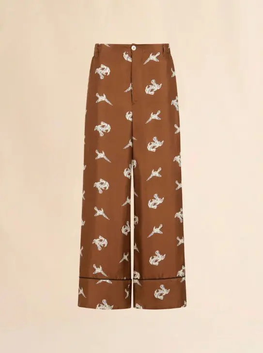 Marni Printed Wide Leg Trousers - Maroon