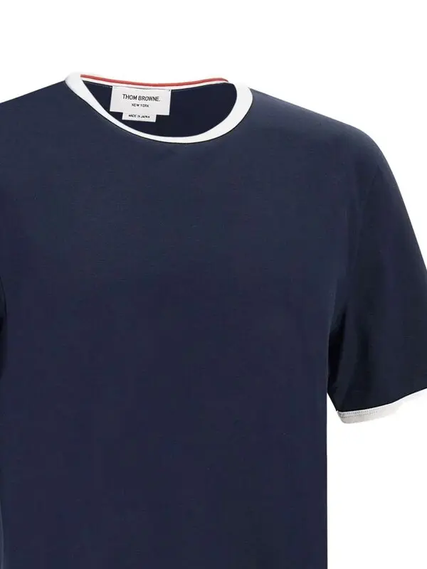 Thom Browne Ss Ringer Tee In Medium Weight Jersey - Navy