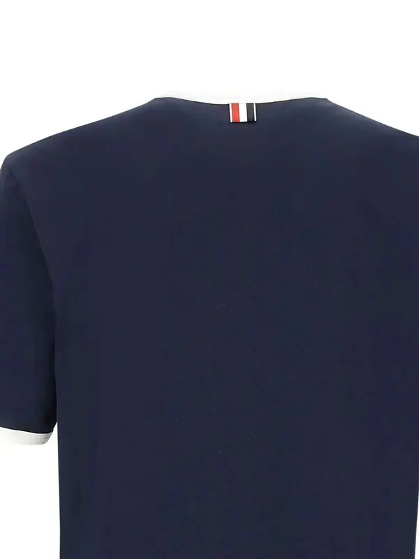 Thom Browne Ss Ringer Tee In Medium Weight Jersey - Navy