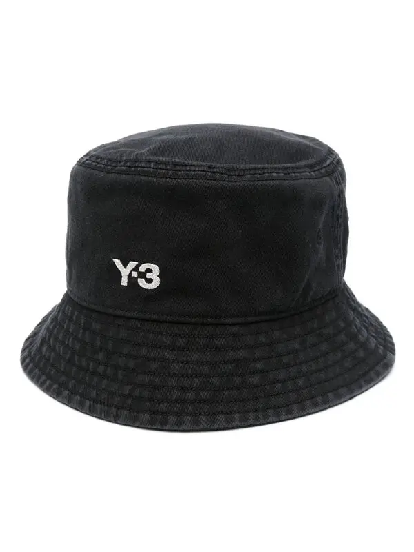 Y3 Logo Embroidered Bucket Hat - Black