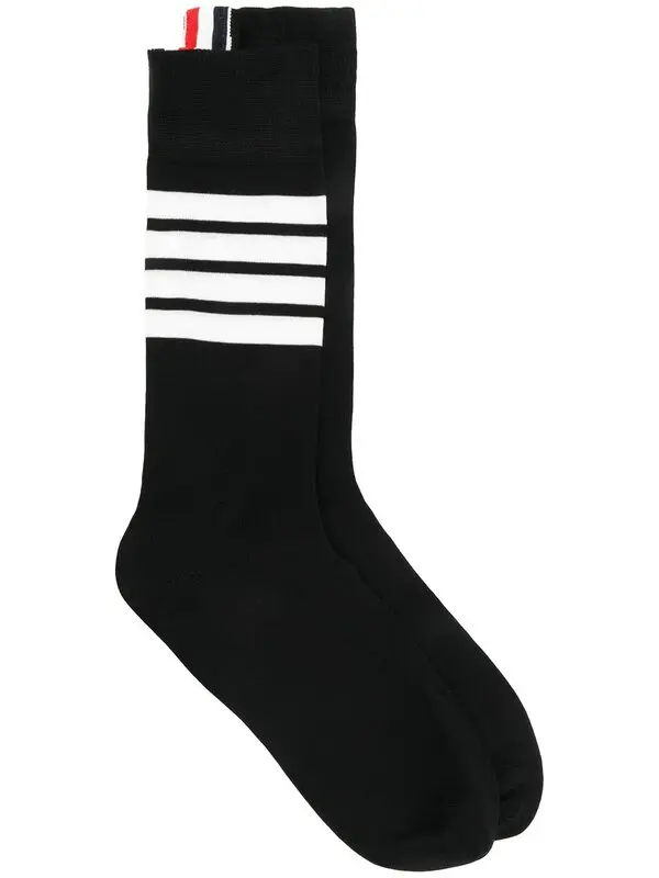Thom Browne Mid-calf Socks With 4-bar Stripe - Black