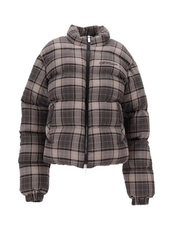Off White Plaid Puffer Jacket