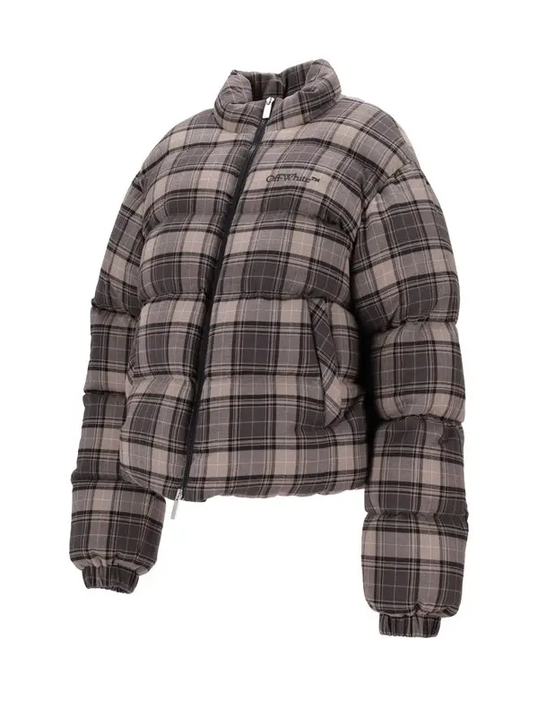 Off White Plaid Puffer Jacket