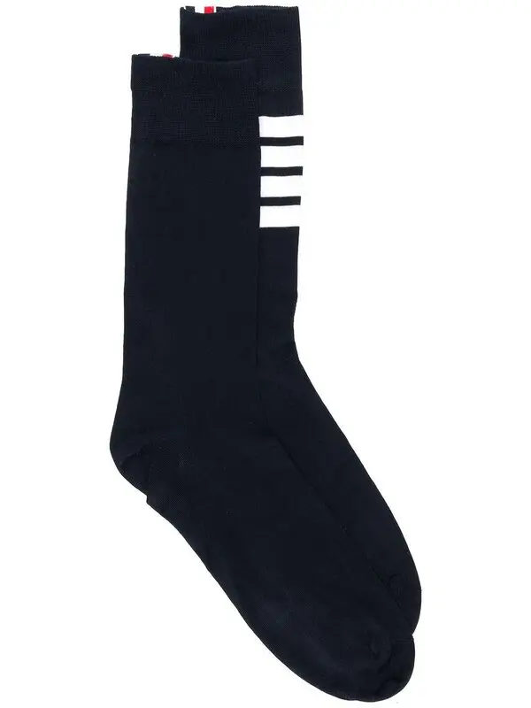 Thom Browne Mid-calf Socks With 4-bar Stripe - Navy
