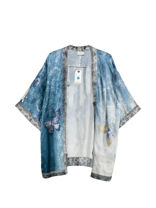 PIERRE-LOUIS MASCIA Printed Silk Kimono - Clear Blue